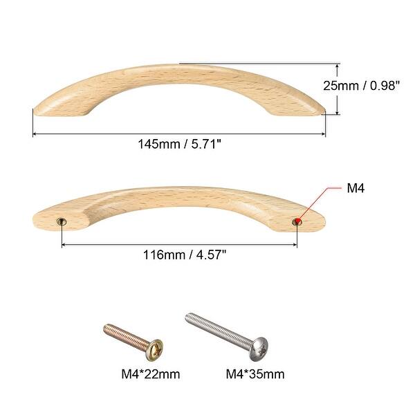 Wooden Pull Handle, 2pcs 116mm Hole Distance Wood Pulls for Drawer ...