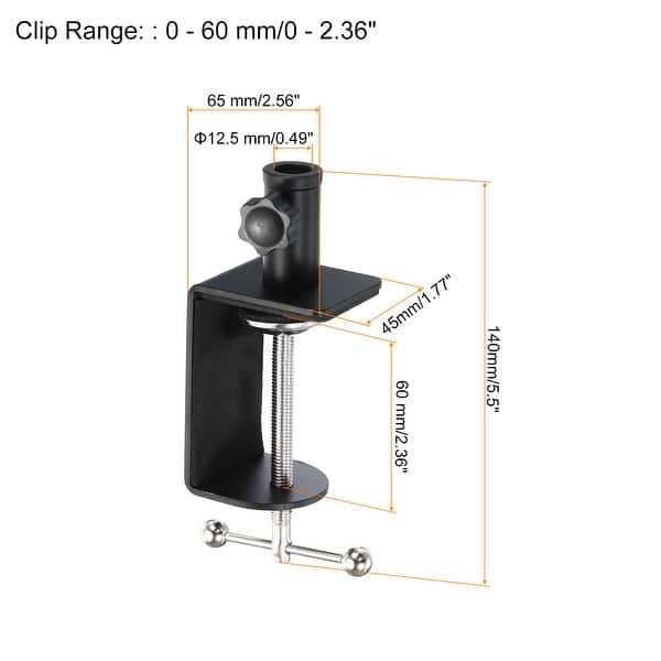 2Pcs 0.49" Hole Dia. Metal Universal C-Clamp Table Lamp Mic Arm Desk ...