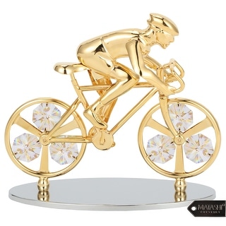 Matashi 24K Gold Plated Cyclist on a Bicycle Figurine w/ Crystals ...