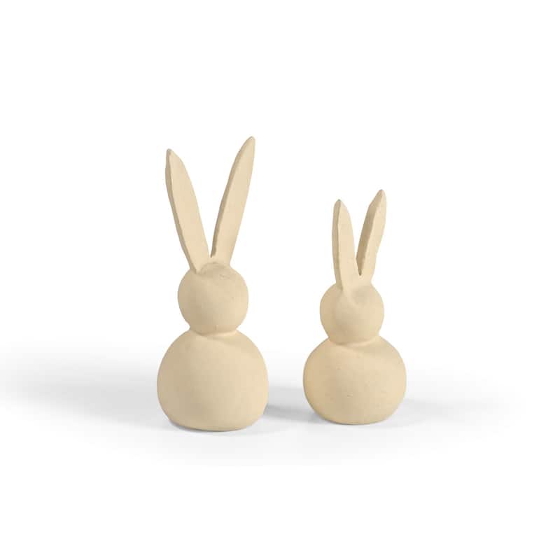 Handmade Paper Mache Bunny Easter Decoration - 7.5" - White - Set of 2 ...