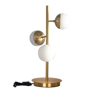 Modern Gold Table Lamp 3-Light Glass Globe Desk Lamp with 70.9" Plug in ...