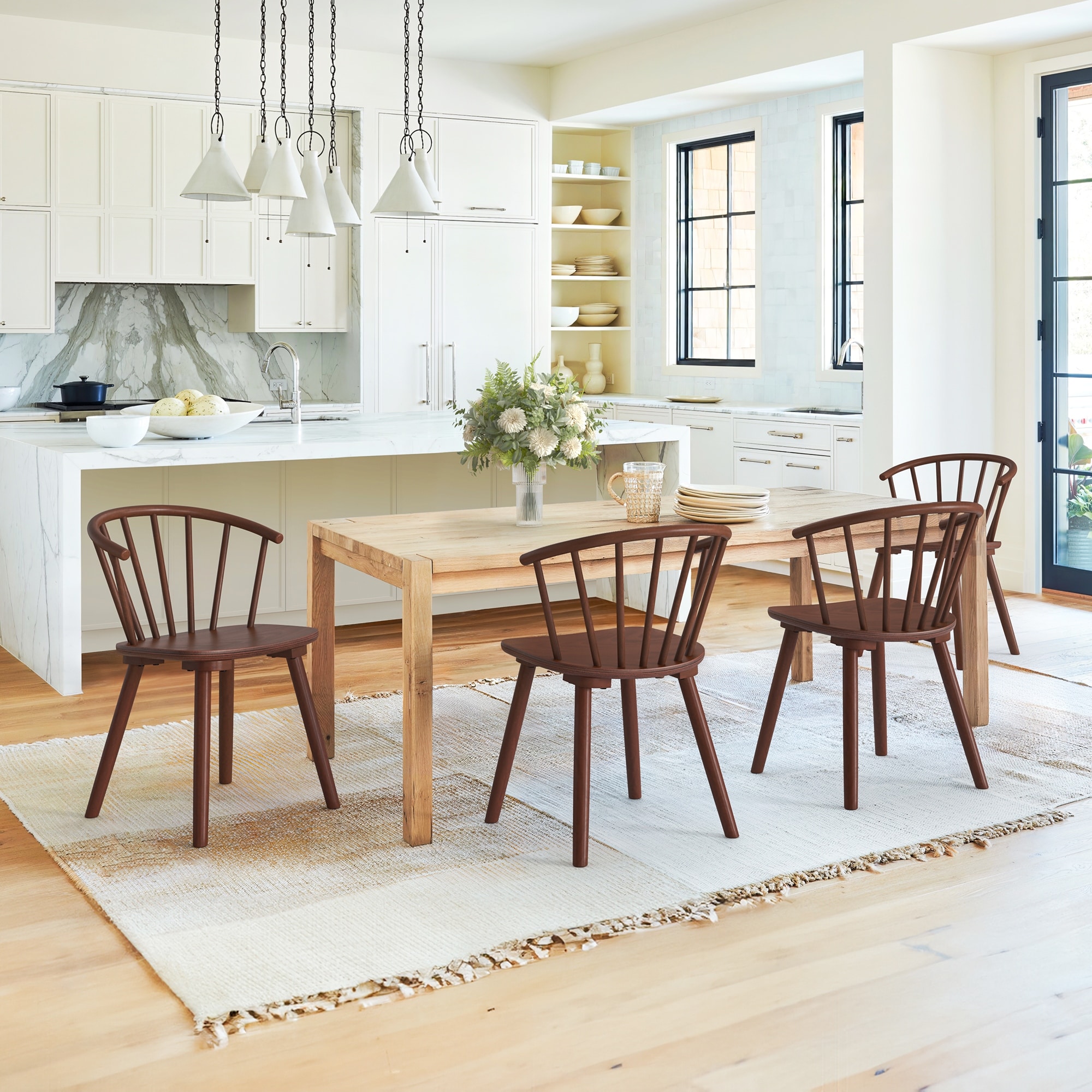 Modern Kitchen Wooden Spindle Back Armless Set of 4 Dining Chairs Bed Bath Beyond 40817281