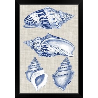 "Navy and Linen Shells II" Black Framed Print - Bed Bath & Beyond ...