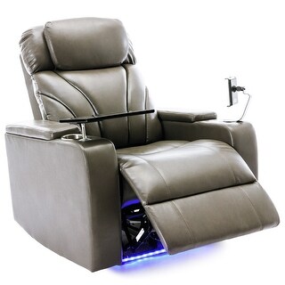 PU Leather Motion Recliner with USB Port & Cup Holder and Arm Storage ...