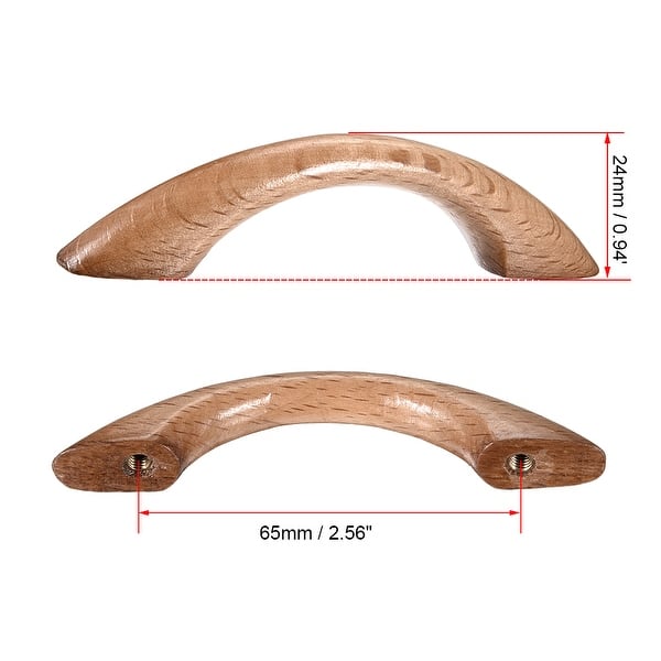 Wood Pull Handles 65 mm Hole Distance 95mm Length Cabinet Drawer Door ...
