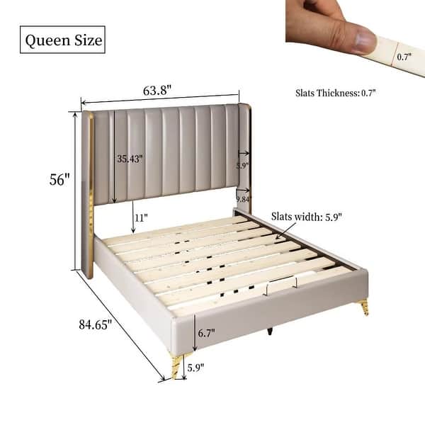 Channel Tufted Upholstered Platform Bed, Thickening Pinewooden Slats ...