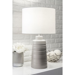 Nuloom 27-inch Uriel Ceramic Gray Linen Shade Table Lamp - 15"W x 15"D ...