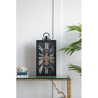 Steampunk Rectangular Table Clock Roman Numeral Decor Golden Gear Clock ...