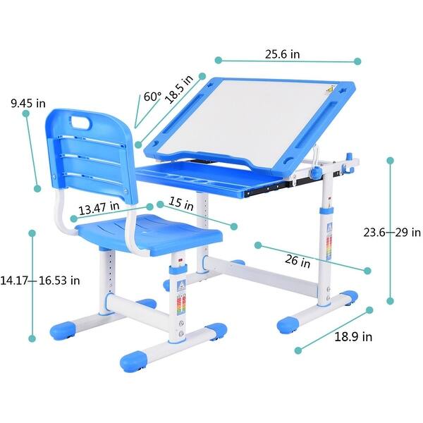 Height and Angle Adjustable Height Adjustable Study Desk And Chair Set ...
