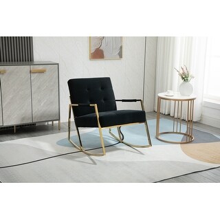 38.98" Velvet Upholstered Rocking Chair with Button Tufted Back, Soft ...