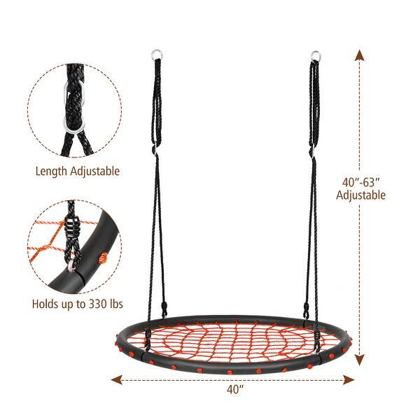 Costway 40'' Spider Web Tree Swing Set w/ Adjustable Hanging Ropes ...
