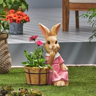 Rabbit Art Flower Pot Bunny Statue Planter Outdoor Decor Planter Pot ...