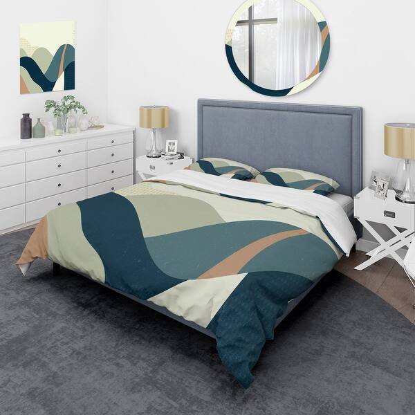 Designart 'Abstract Geometric Landscape With Hills' Modern Duvet Cover ...