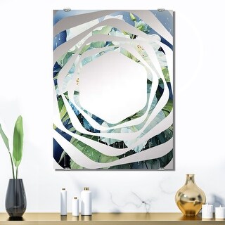 Designart "Floral Jungle Flower Majesty III" Jungle Mirror White ...