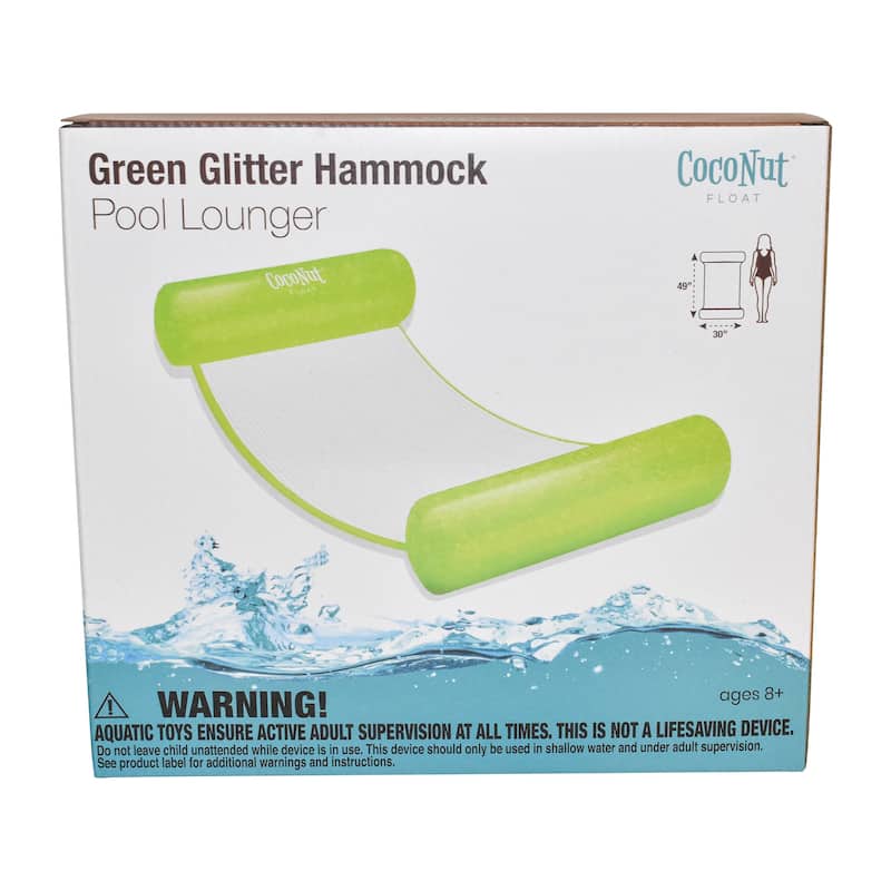 CocoNut Float: Green Glitter Hammock Pool Lounger - 49" x 30 ...