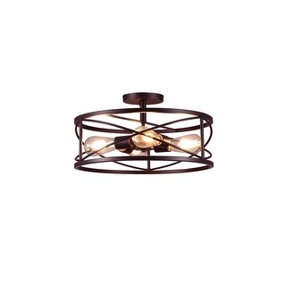 Defong 4-Light 17-Inch Semi Flush Mount Light - Bronze - Bed Bath ...