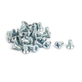M3x6mm Countersunk Phillips Head Triangle Thread Screw Bolt Silver Blue ...
