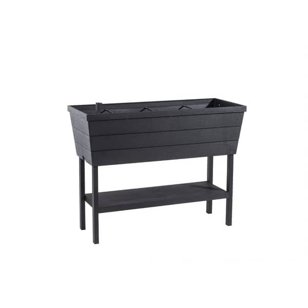 Keter Urban Bloomer XL Garden Planter with Shelf and Drain Black - 17.3 ...