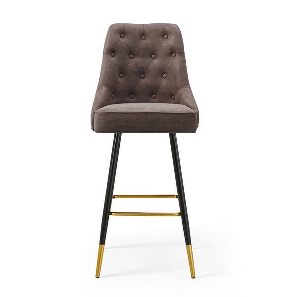 LUXMOD Italian Faux Suede Bar Stool Set: Stylish Gray, Premium Comfort ...