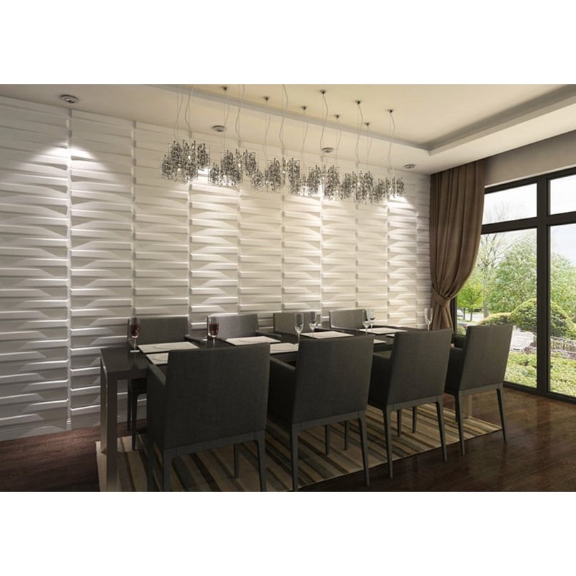 Art3d PVC 3D Wall Tile-Flowing Wave in White, Paintable 3D Panel, 19 ...