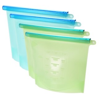 Reusable Food Storage Bags Silicone Freezer Bag Fresh Keeping, 4Pcs ...