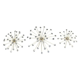 Jeweled Metal Sunburst Wall Mounted Hanging Sculpture Set Of 3 - Bed ...