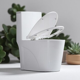 Compact One-Piece Toilet with Dual Flush 1.1 / 1.6 GPF, Double-Cyclone ...