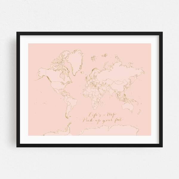 Blush and gold inspirational map Maps Feminine Art Print/Poster - Bed ...