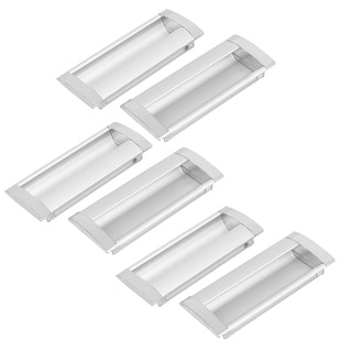 Cabinet Alloy Rectangle Flush Pull Handles Grips Silver Tone 6pcs ...