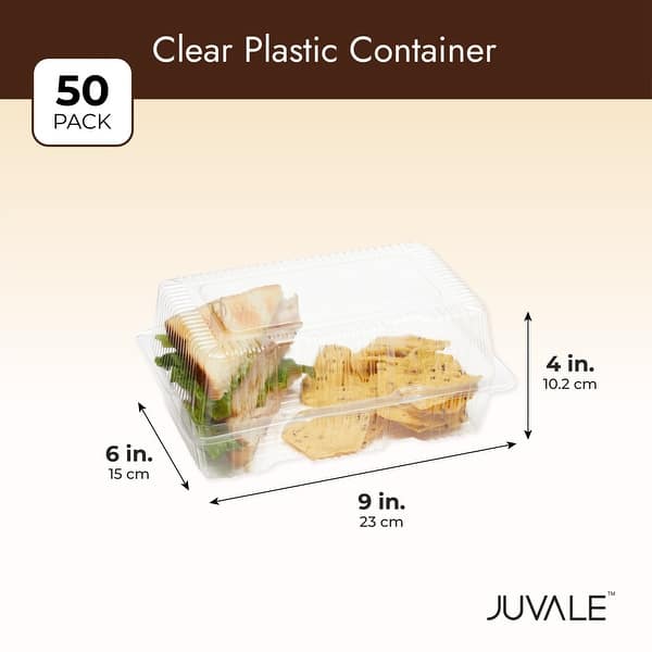 50 Pack Clear Disposable Food Containers with Lids, Plastic Take Out ...
