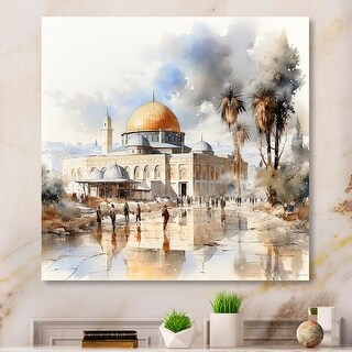 Designart "Prophets Al Aqsa Mosque I" Islam Beige Wall Decor ...