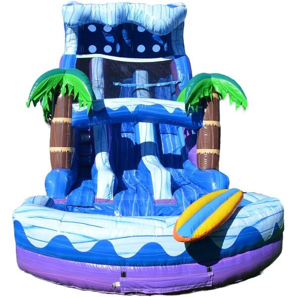 XJUMP 17ft Surf Beach Tall Inflatable Water Slide with Splash Pool - On ...