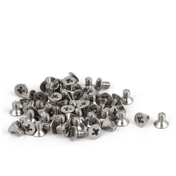 60 Pcs M2.5x4mm 316 Stainless Steel Flat Head Phillips Screws Bolts ...