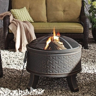 Outdoor Wood Buring Fire Pit 26.4" Dia x 17.7 H Heavy Duty, Large Patio ...