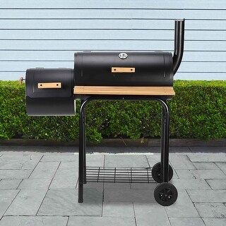 ALEKO Portable Charcoal BBQ Offset Smoker Grill with Side Fire Box ...