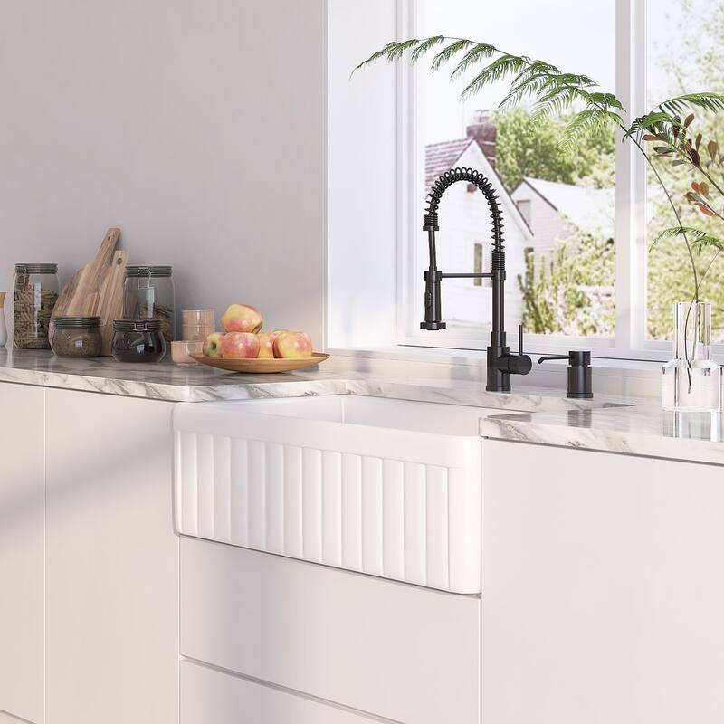 Eridanus Reversible Fluted or Smooth 33" Farmhouse Kitchen Sink - 33" L ...