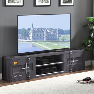 Metal Frame TV Stand for TV up to 70'' with 2 Open Shelves and 2 ...