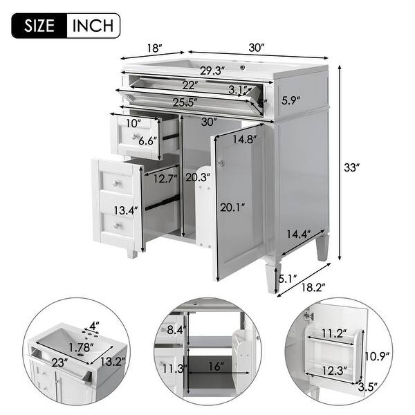 30'' Bathroom Vanity Set with Sink and Mirror Cabinet, Bathroom Storage ...