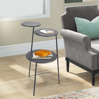 3 Tier Accent Table with Round Metal Top, Black - Bed Bath & Beyond ...