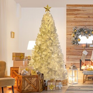 7 FT White Christmas Tree with 500 LED Warm Lights, PVC branch - Bed ...