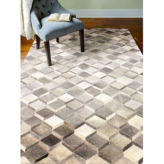 Derick Hand Stitched Modern Geometric Grey Area Rug - Bed Bath & Beyond ...