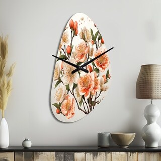 Designart - Peach Blossom Bliss IV - Floral Large Wall Clock in Fall ...