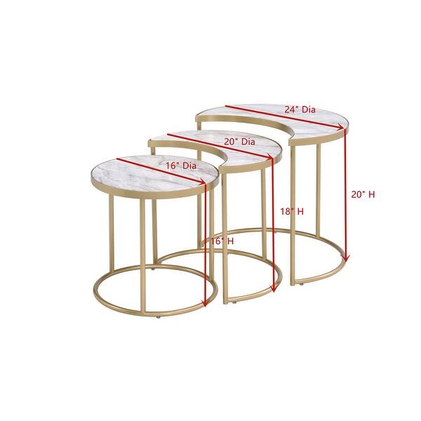 3 Pcs Pack Nesting Tables, Half-Moon & Round Shape End Table - Bed Bath & Beyond - 36335548