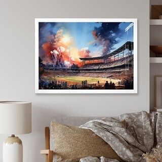Designart "Sport Stadium In Spotlight III" Architecture Framed Wall Art ...