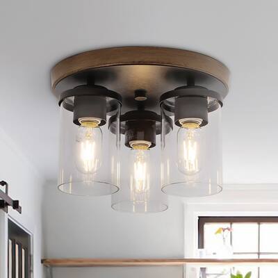 Farmhouse 3-light Rustic Cluster Flush Mount Chandelier - 11.8 Inch ...