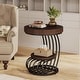 2 Tiers Round End Table with Shelf Storage, Arc-Shaped Side Sofa Table ...