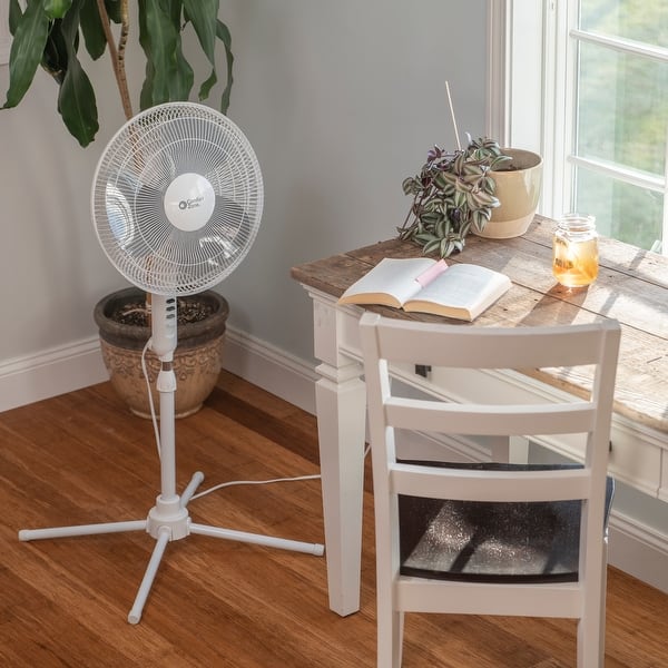 Comfort Zone CZST161BTE 3-Speed 16-inch Oscillating Pedestal Fan with ...