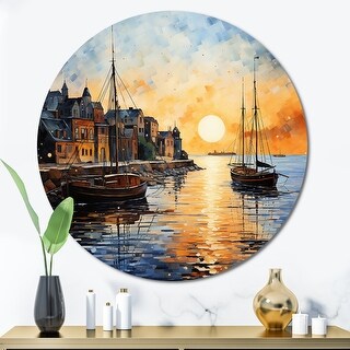 Designart "Coastal Port Of Tranquility XI" Nautical & Beach Metal ...