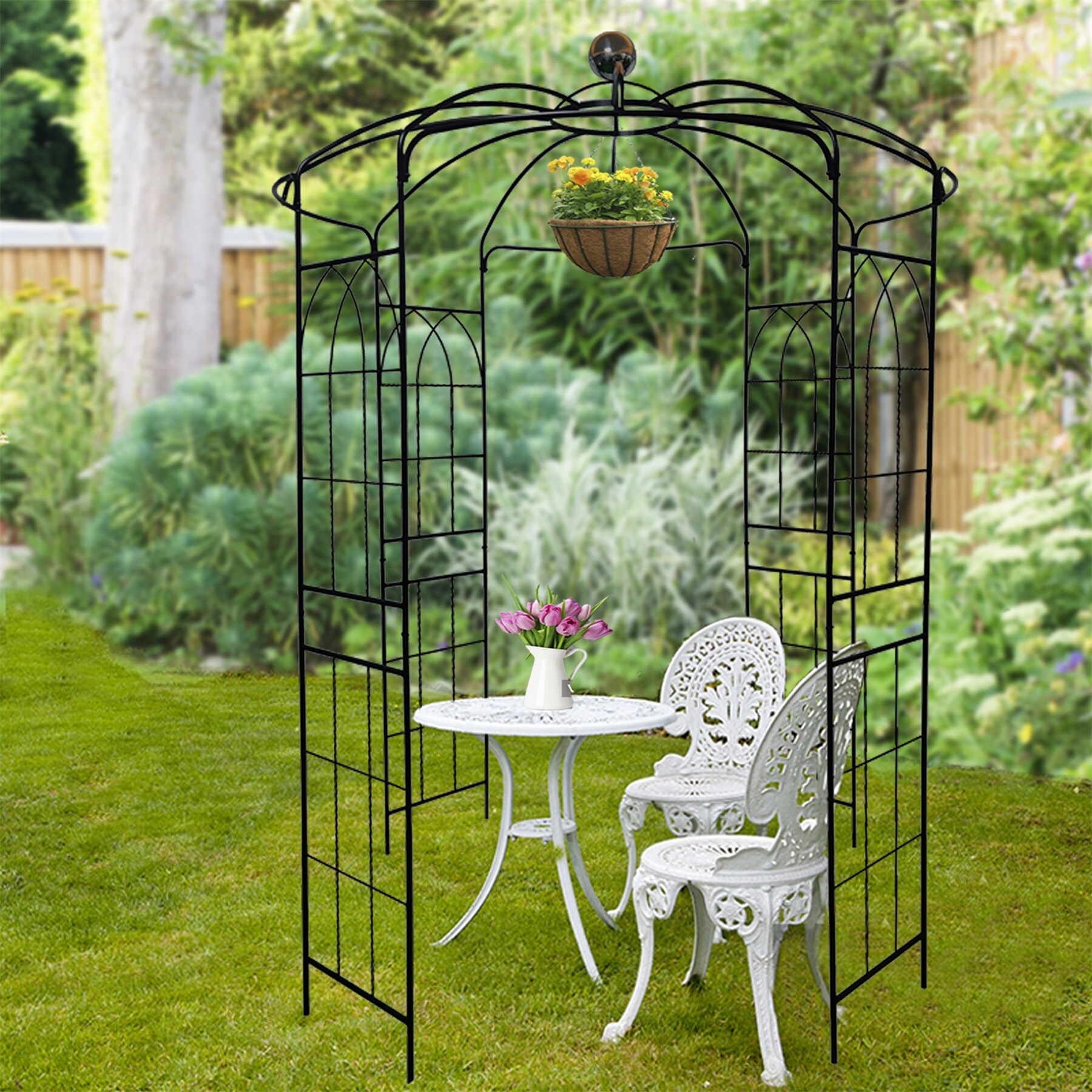 Black Garden Arch Birdcage Shape Pergola Pavilion Bed Bath Beyond