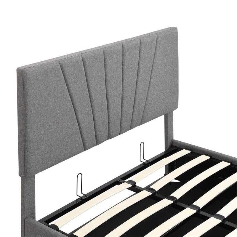 Merax Upholstered Platform bed with a Hydraulic Storage System ...